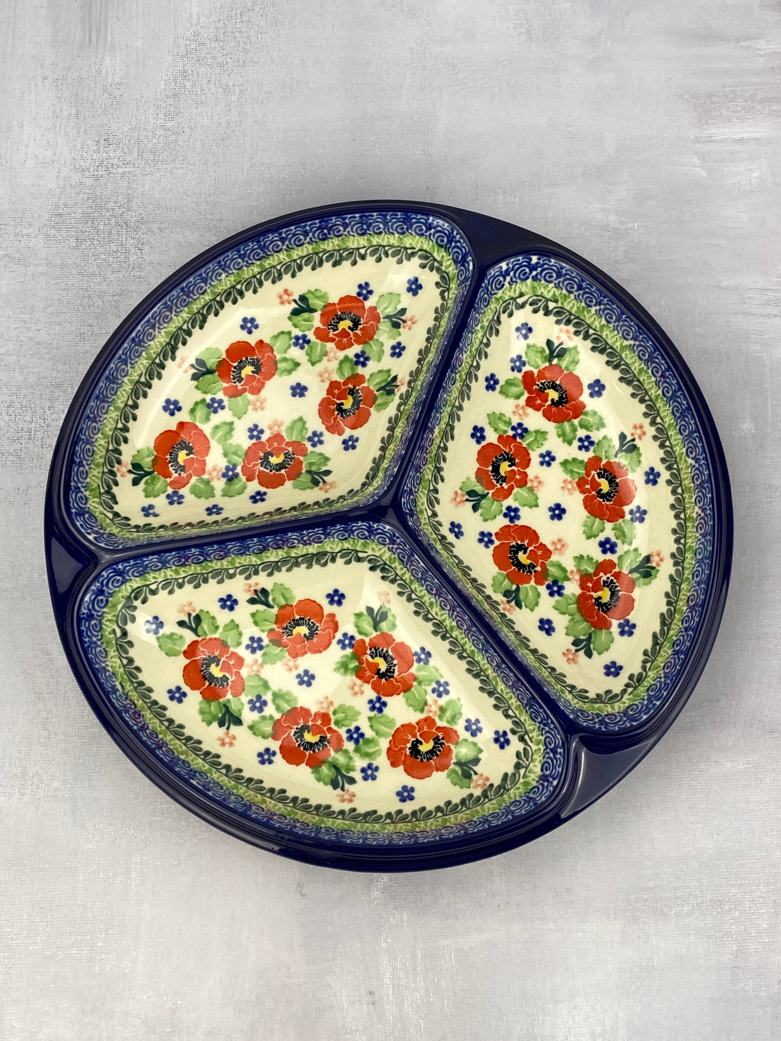 Divided Round Dish - Shape 484 - Pattern 3219 – Polish Pottery Westlake