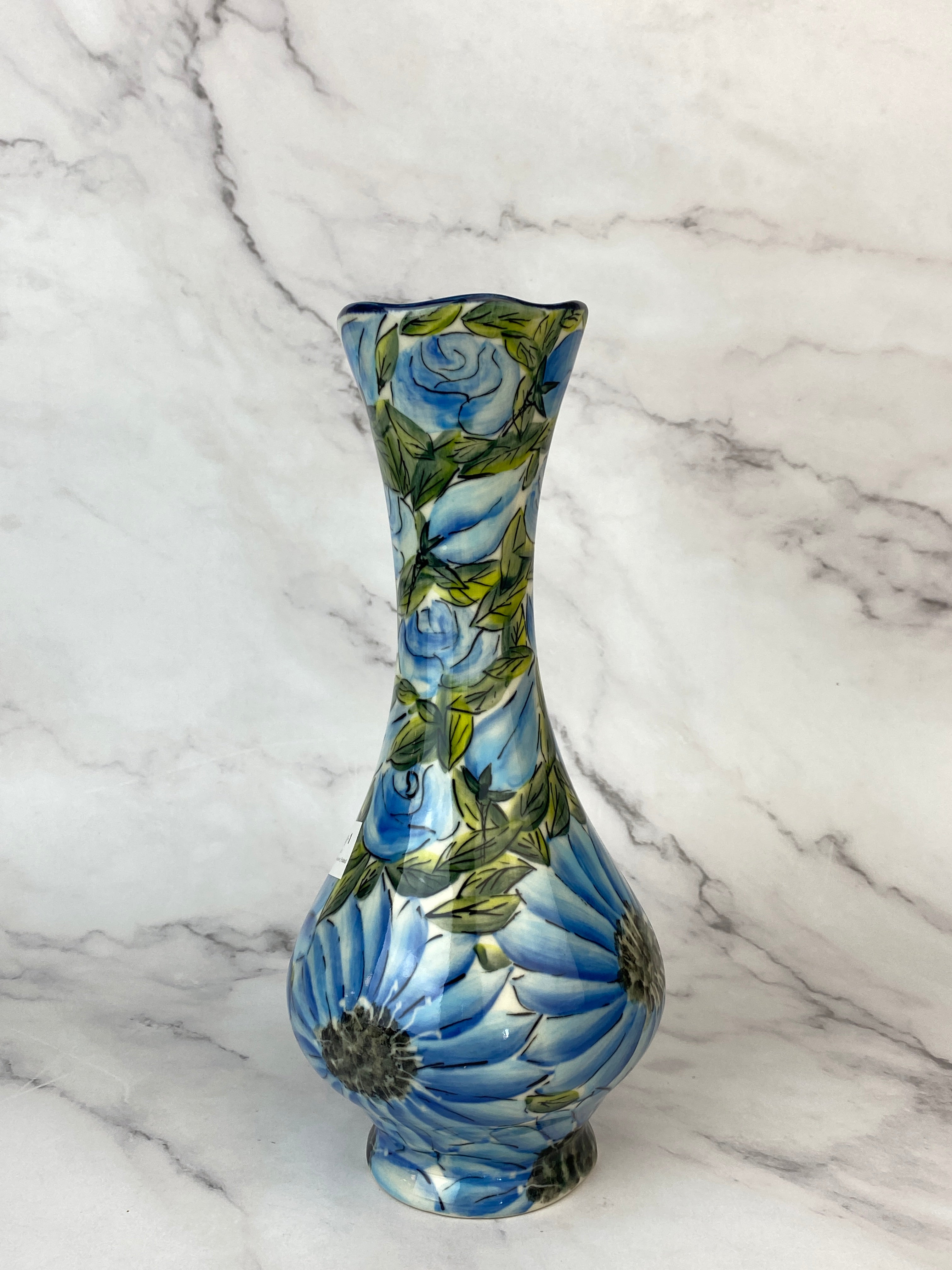 Moja Vase - Blue Flowers – Polish Pottery Westlake